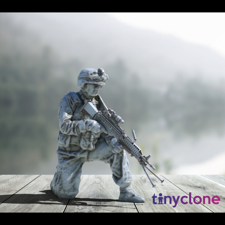 3D Printable US Marine with light machine gun | USMC by The Printing ...