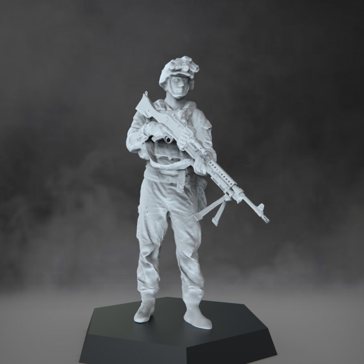 3D Printable US Marine with machine gun | USMC by The Printing Goes Ever On