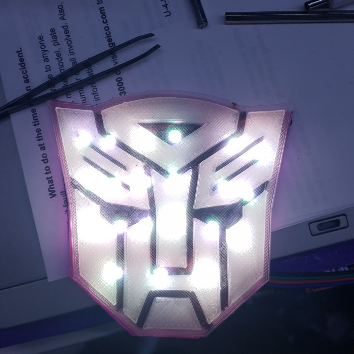 3D Printable Transformers Light Up Hood Ornament by Matthew Palulis
