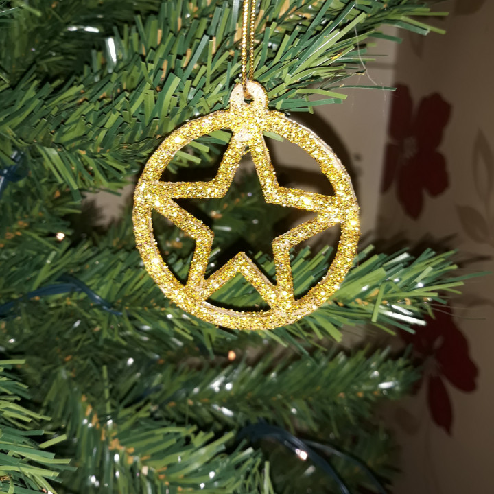 3D Printable Circled Star Christmas tree decoration by B Murphy