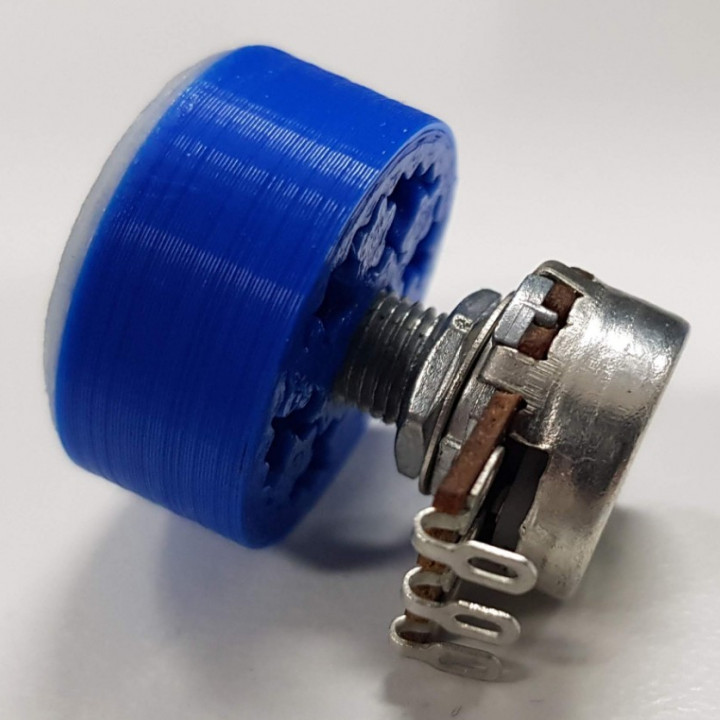 3D Printable 10-turn 25mm Potentiometer Knob by Troy Mackay