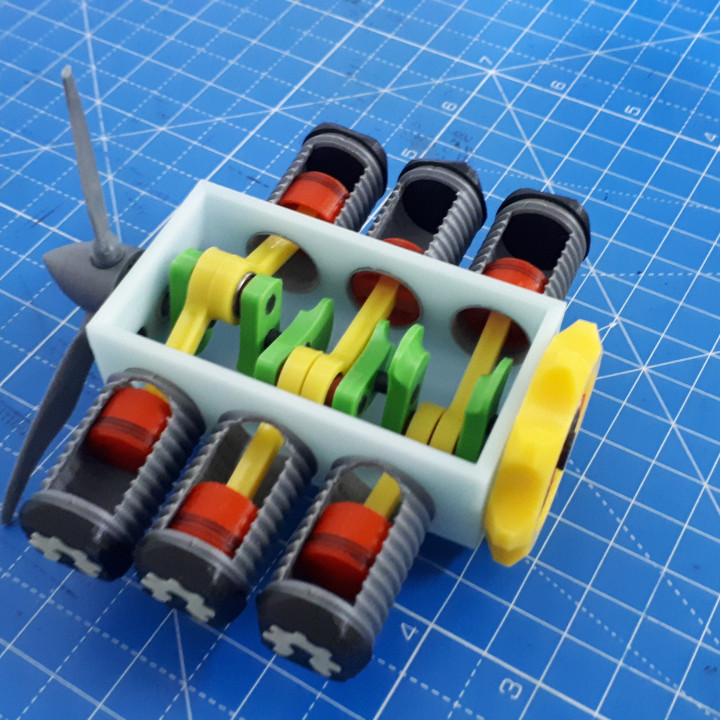 3D Printable Horizontally Opposed 6 Cylinder Aircraft Engine by Ace