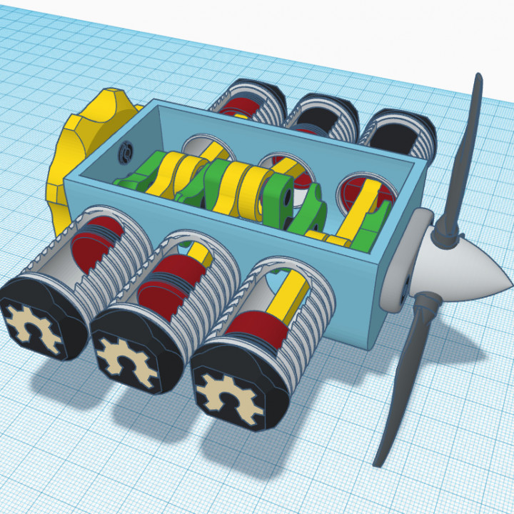 3D Printable Horizontally Opposed 6 Cylinder Aircraft Engine by Ace