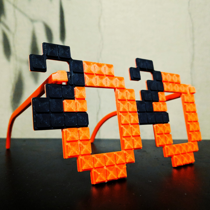 3D Printable 2020 Glasses (pixel style) by Kalle-Iivari Mononen