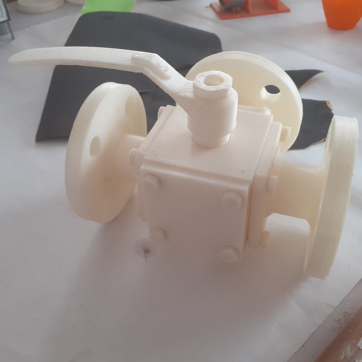 3D Printable 3 way Ball Valve by Srujan 3D Prinitng