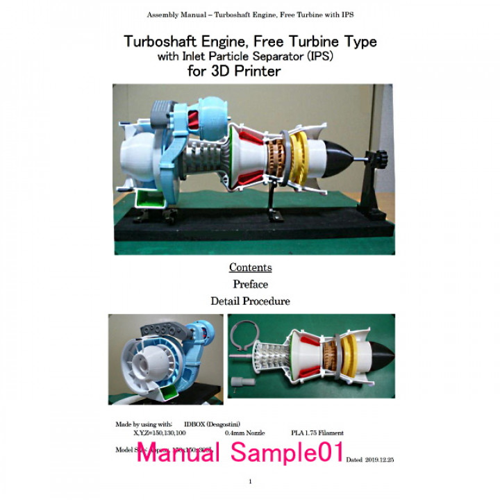 3D Printable Turboshaft Engine, Free Turbine Type with Inlet Particle ...