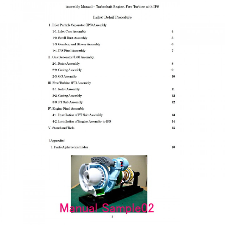 3D Printable Turboshaft Engine, Free Turbine Type with Inlet Particle Separator (IPS) by Motoo Kondo