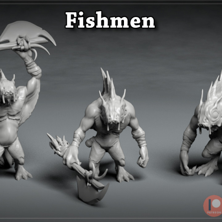 3D Printable Fishmen - DnD Characters - 3 Poses by DCA Tabletop