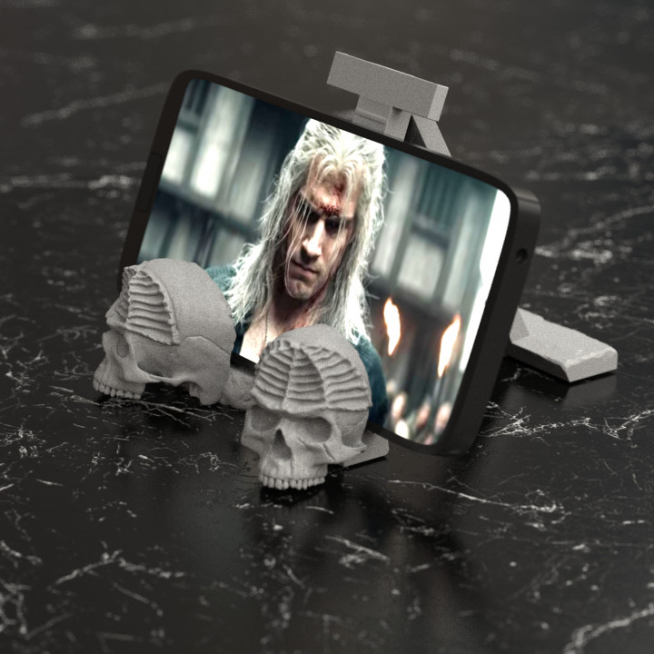 3D Printable Skull Phone holder by Andrea Crazer