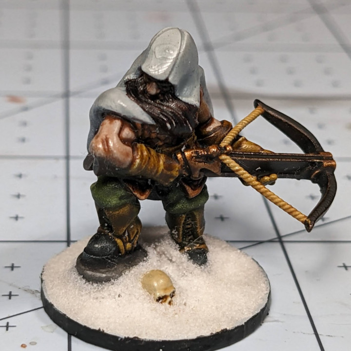 3D Print of Dwarf Ranger with Crossbow (32mm scale miniature) by Rogn