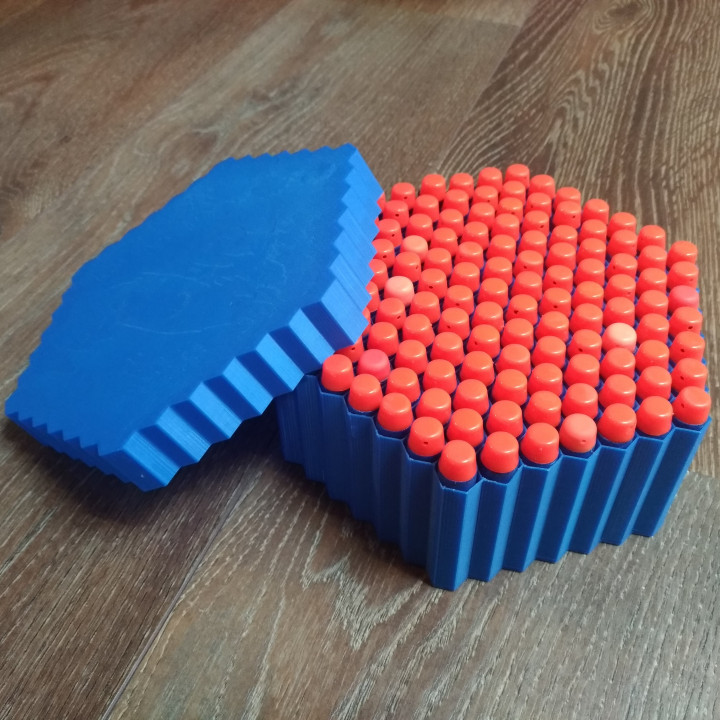 3D Printable Nerf Hive Box - hexagonal darts container by gambafrolla
