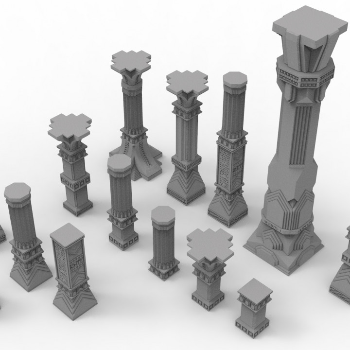 3D Printable 3D printable pillar and assorted bases for dwarf mine 3D ...