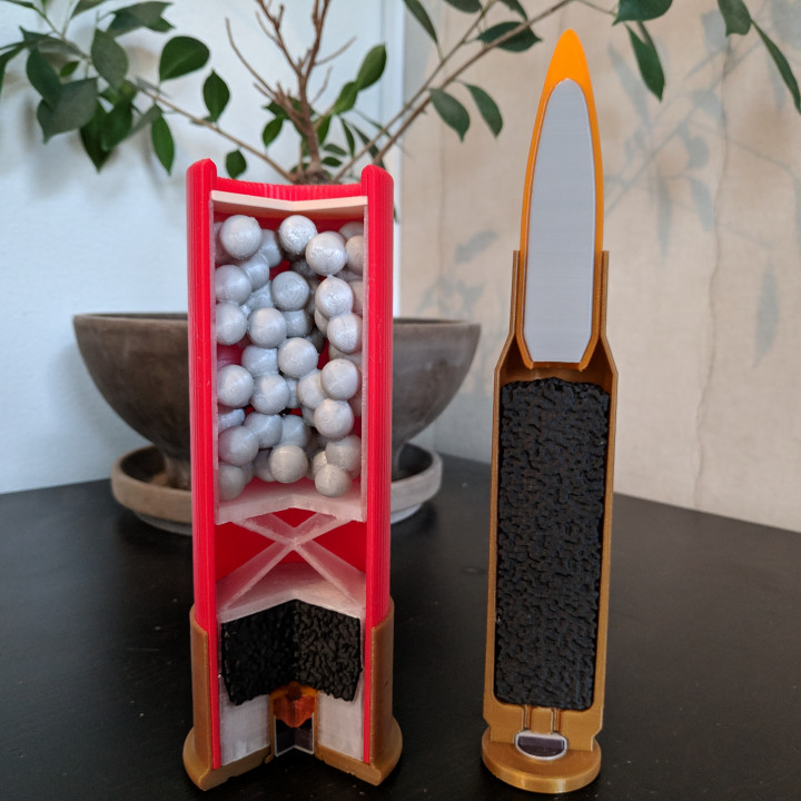 3D Printable 12/70 Shotgun Shell Cross Section by Kalle-Iivari Mononen