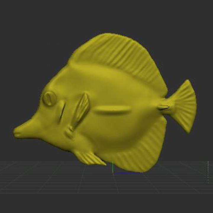3D Printable Yellow tang marine fish by Ethan