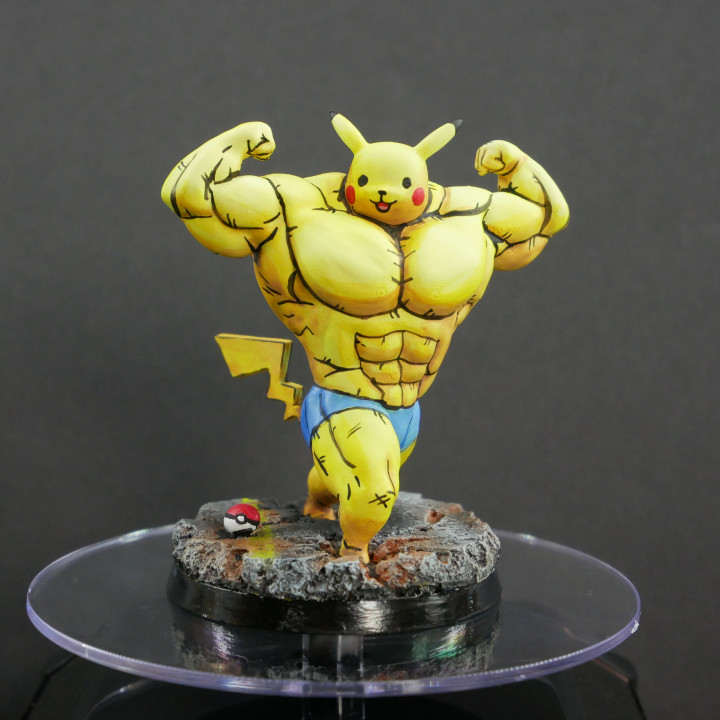 3D Print of Ultra swole Pikachu by Goblin Pirate Games
