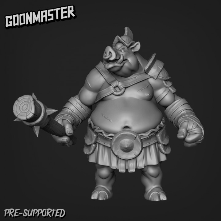 3D Printable Pig Ogre - Spiked Club by Goon Master
