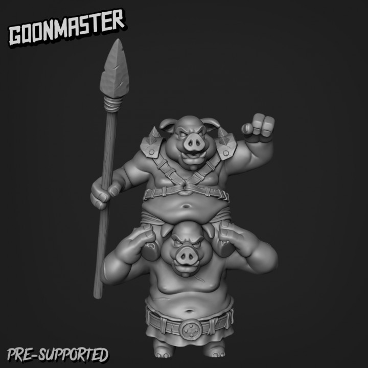 3D Printable Pig Man - Piggy back pigs by Goon Master