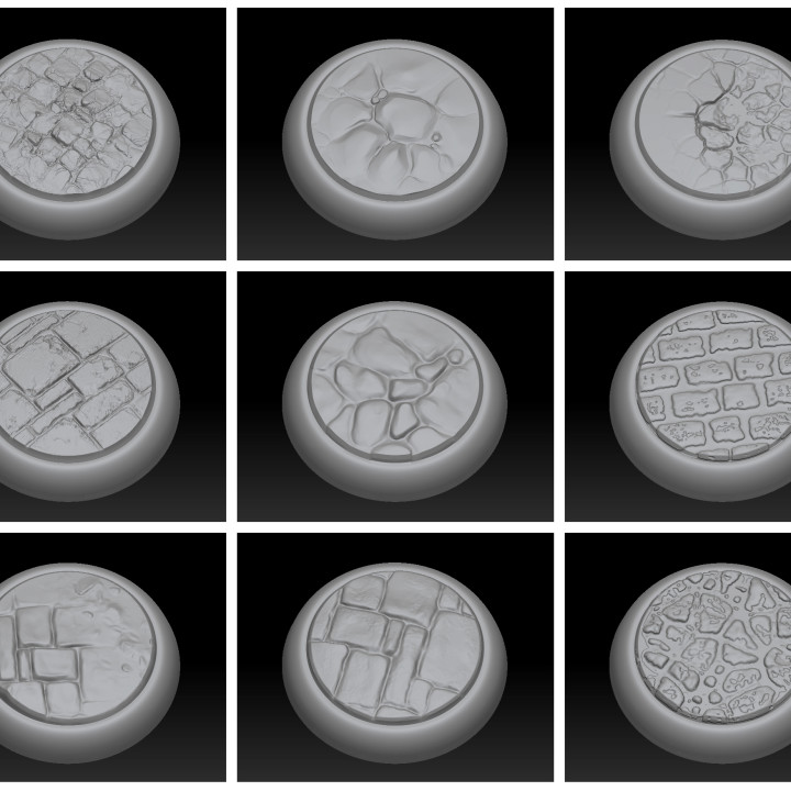 3D Printable 25mm Stone, Recessed Miniature Bases by Up In Atoms