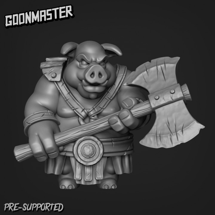3D Printable Pig Man - Axe Pig by Goon Master
