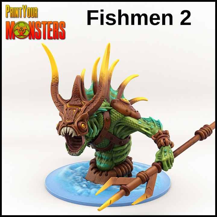 3D Printable 3 FISHMEN by PrintYourMonsters