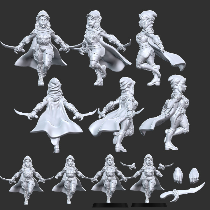 3D Printable Elf Rogue Type B with Modular Hands and Weapons ...