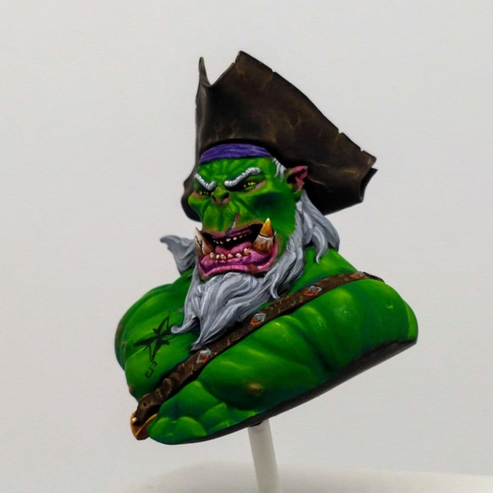 3D Print of Pirate Ork Captain Bust by WarDog