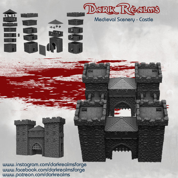 3D Printable Dark Realms Medieval Scenery - Castle by Dark Realms Forge
