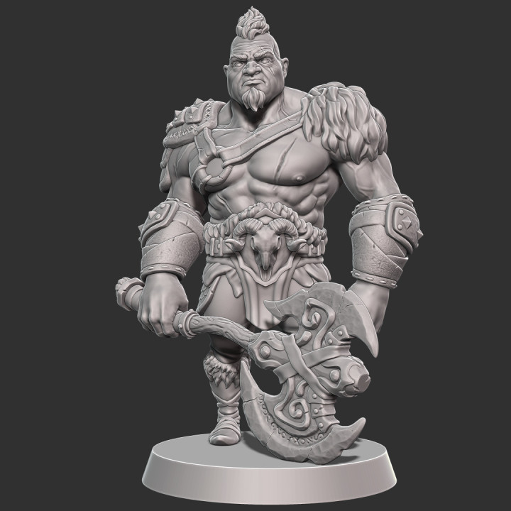 3D Printable Goliath Barbarian Type A (With Hair) w/ Modular Hands + 4 ...