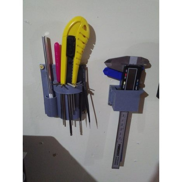 3D Printable wall mount holder for exactos, allen wrenches, and ...