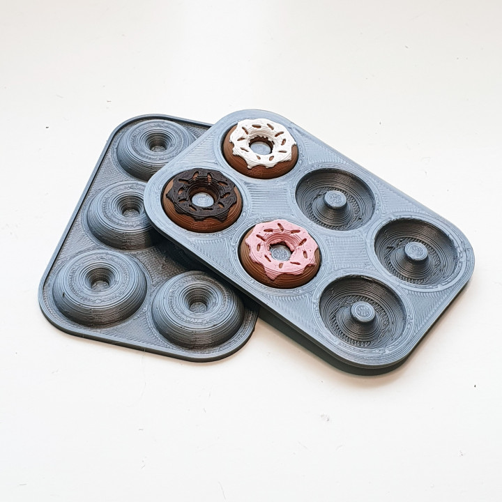 3D Printable Mini Donuts & Donut Tray by sparkroom