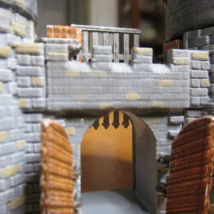 3D Printable Wall Segments With Gates, Drawbridge by Alf Scherer