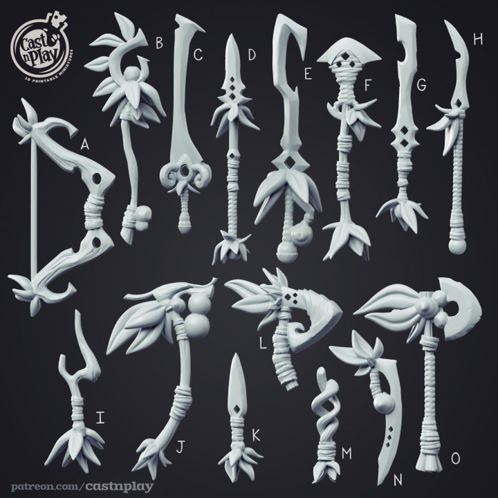 3D Printable Forest Creature Weapons (Pre-Supported) by Cast n Play