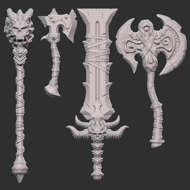 3D Printable Goliath Barbarian Type A (Bald) w/ Modular Hands and 4 ...