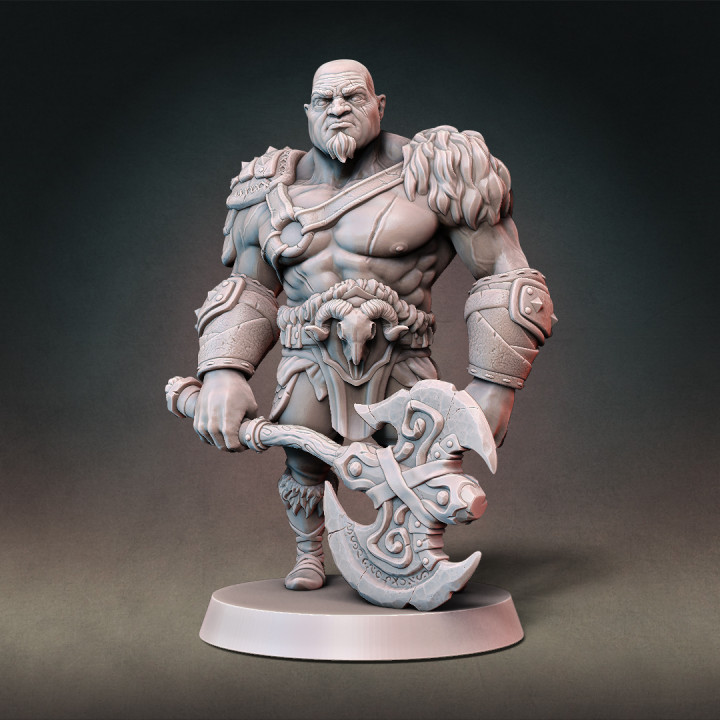 3D Printable Goliath Barbarian Type A (Bald) w/ Modular Hands and 4 ...
