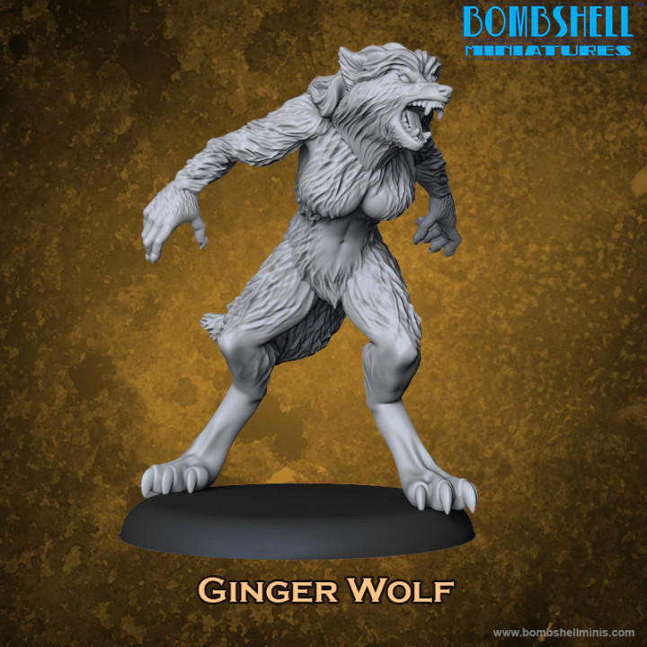 3D Printable Ginger Wolf by Bombshell Miniatures