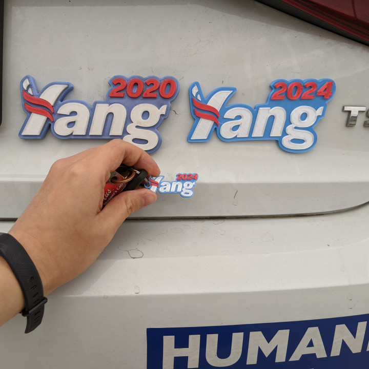 3D Printable Andrew Yang 2024 Logo 6" Magnet by David Chen