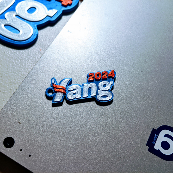 3D Printable Andrew Yang 2024 Keychain 2" (46mm) by David Chen