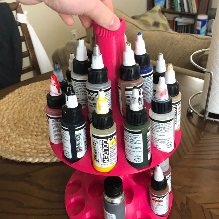 3D Printable Modular Stackable Paint Organizer by Lorraine Bett