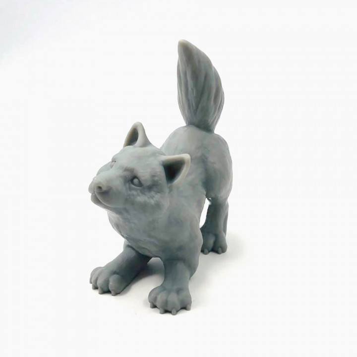 3D Printable Wolfie: supports free wolf cub sculpt by Louise Driggers