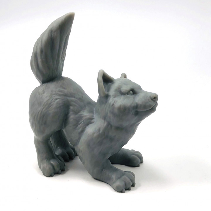 3D Printable Wolfie: supports free wolf cub sculpt by Louise Driggers