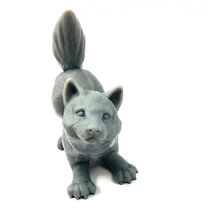 3D Printable Wolfie: supports free wolf cub sculpt by Louise Driggers