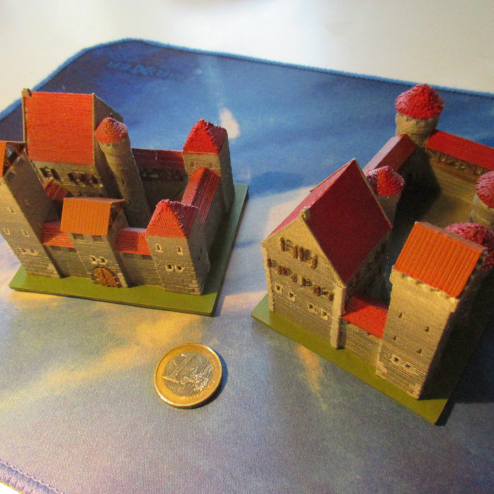 3D Printable Two Castle Paperweights in 1:288 Scale by Alf Scherer