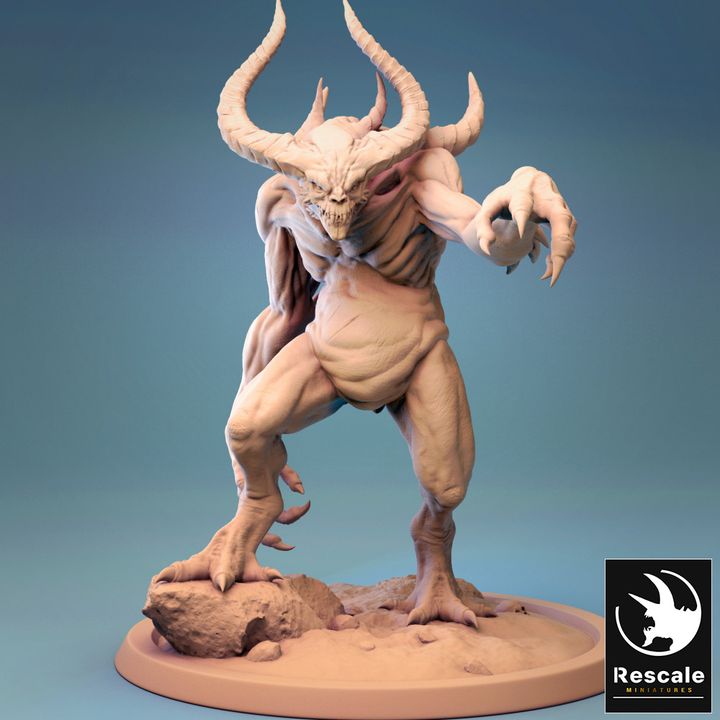 3D Printable Horned Demon by Rescale Miniatures