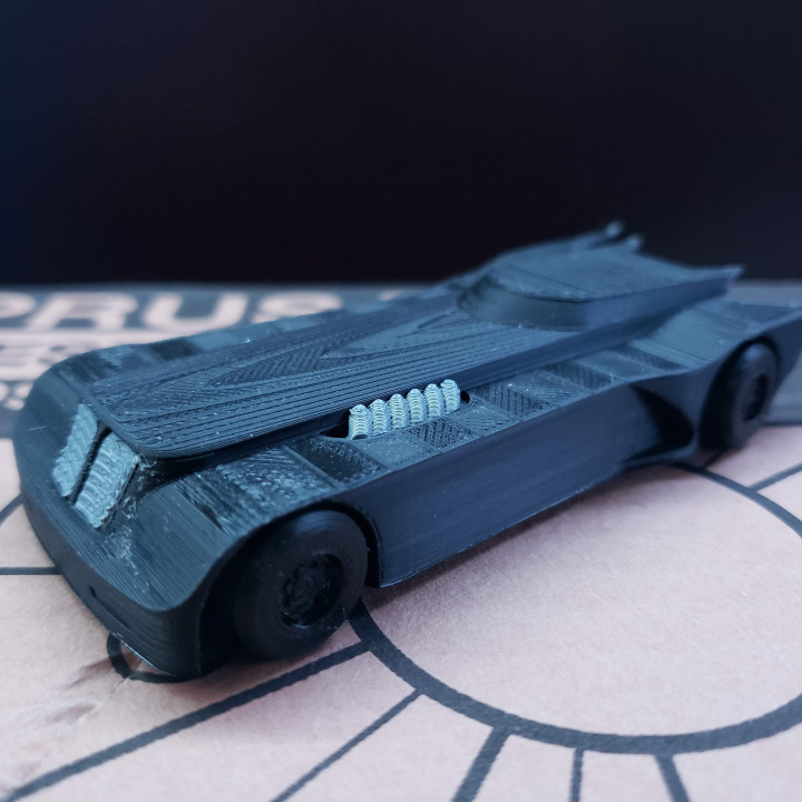 3D Printable Mini Batman Animated Series Batmobile by Dsk