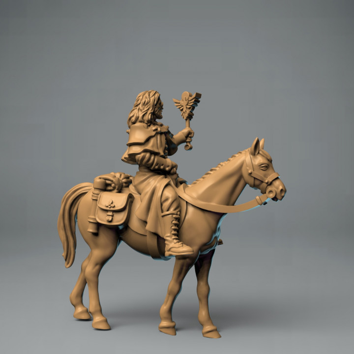 3D Printable Mounted wandering priest by Herospawnspot