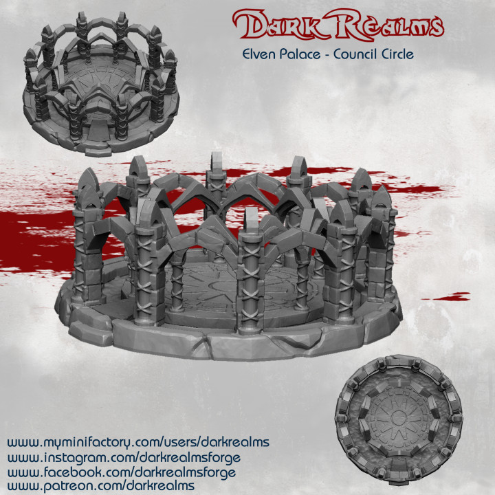 3D Printable Dark Realms Elven Scenery - Council Circle by Dark Realms ...