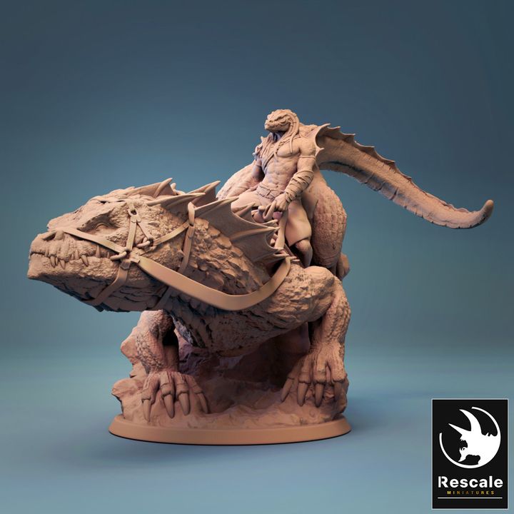 3D Printable Giant Lizard mounted and unmounted by Rescale Miniatures