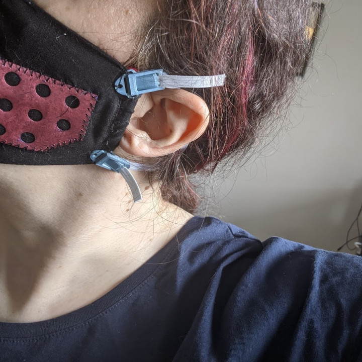 3D Printable Adjustable facemask elastic clip by Rae O'Neil