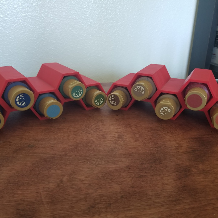 3D Printable Hex Acrylic Paint Holder by Steven Medina