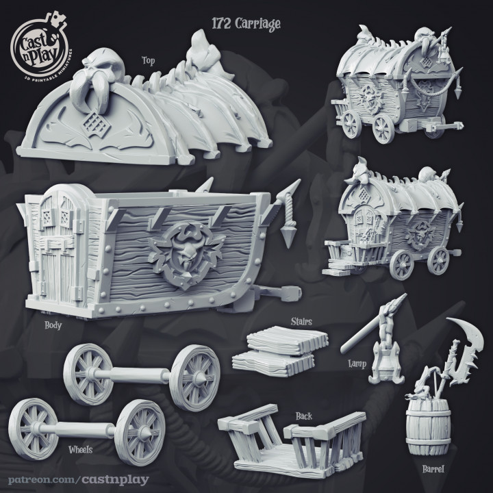 3D Printable Demon Hunter's Carriage (Pre-Supported) by Cast n Play